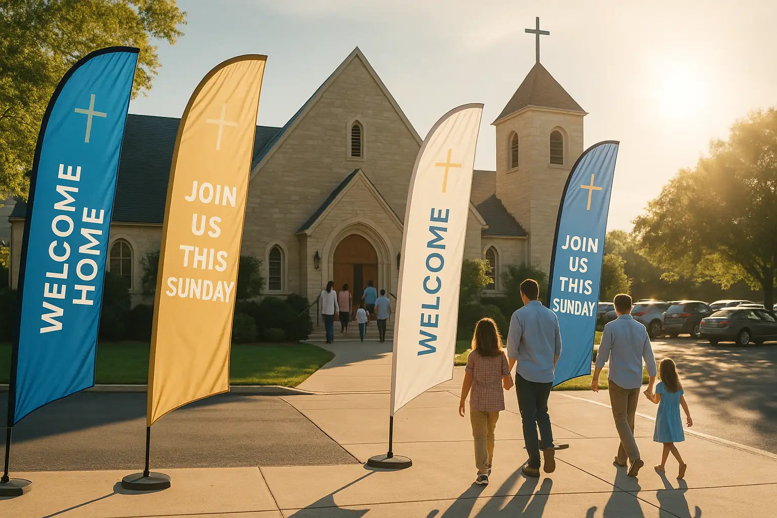Welcoming Newcomers: Designing Church Feather Flags for Sunday Service ...